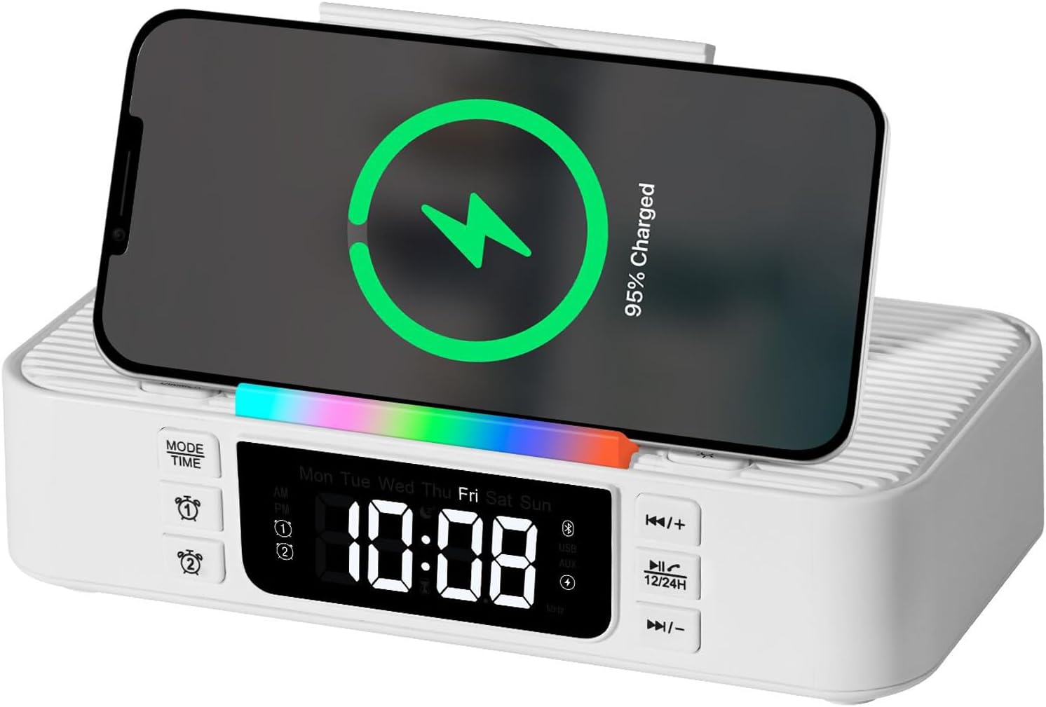 Amazon.com: Alarm Clock with Bluetooth Speaker, Bedside LED Night Light ...