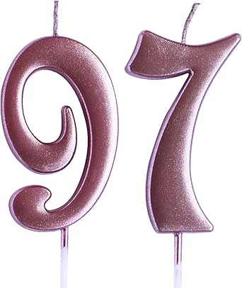 Amazon.com: Rose 97th Birthday Candle, Number 97 Years Old Candles Cake ...