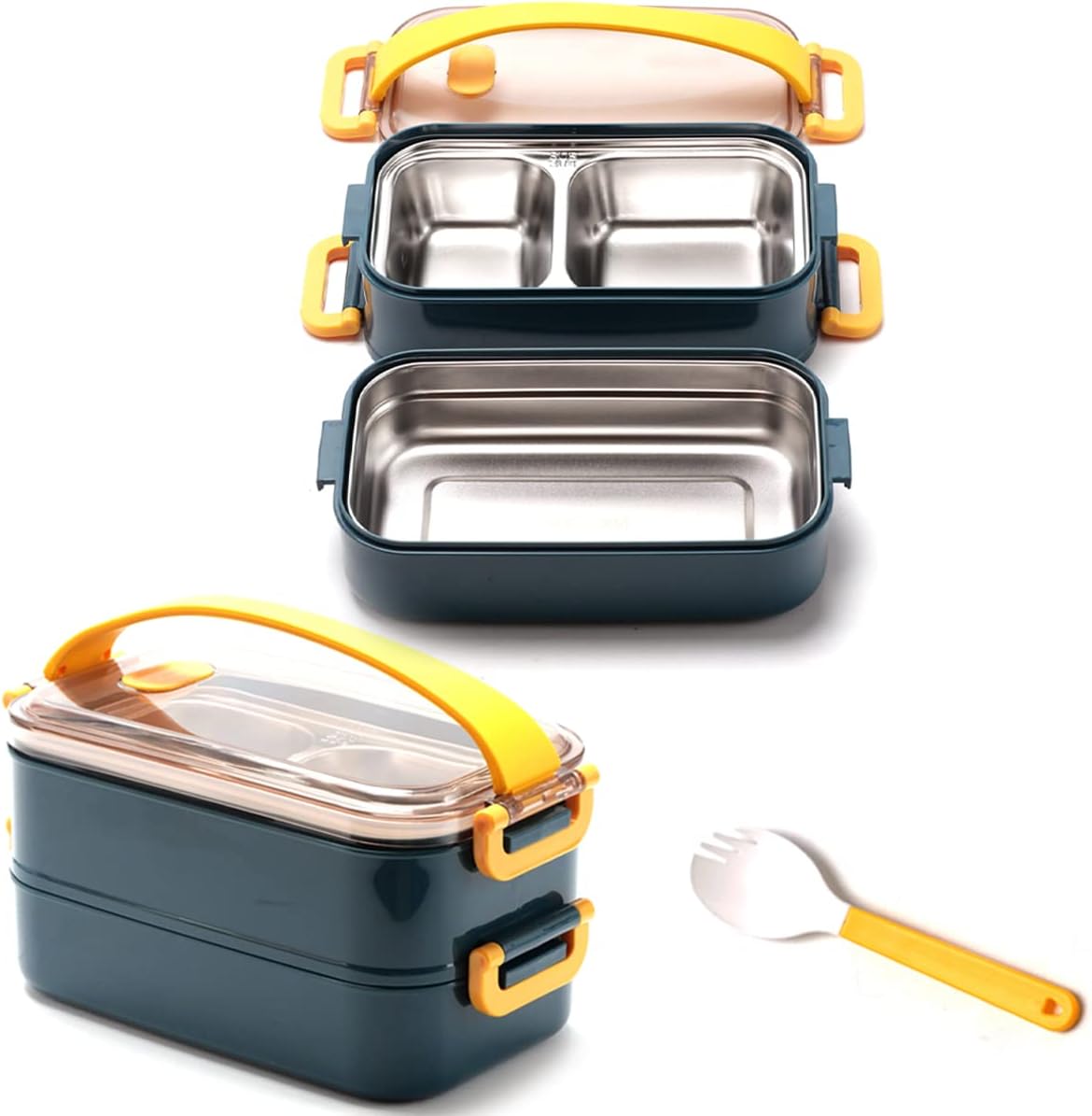 Amazon.com: IIF Bento Box Lunch Box 1.6L Double Stack Compartments with ...