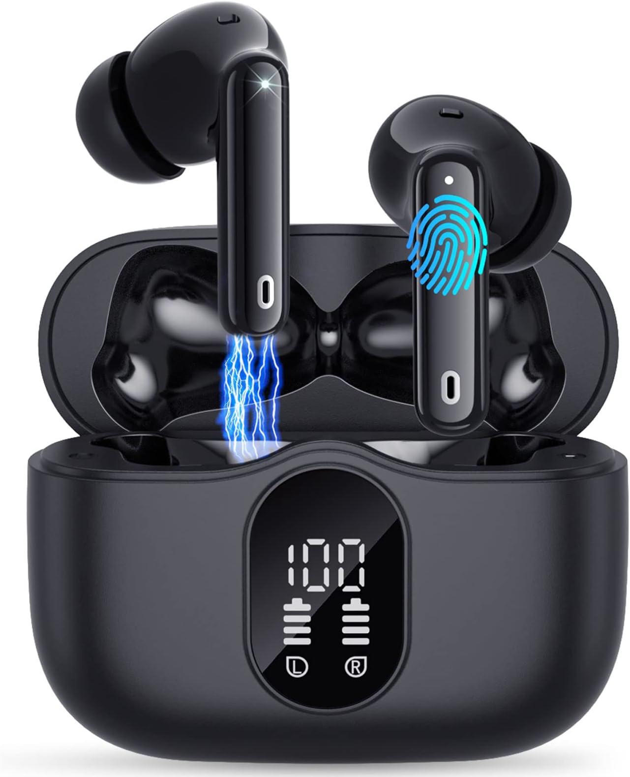 Ecouteurs Bluetooth 5.3 Sans Fil, Oreillettes avec HiFi Stéréo e 2 ...