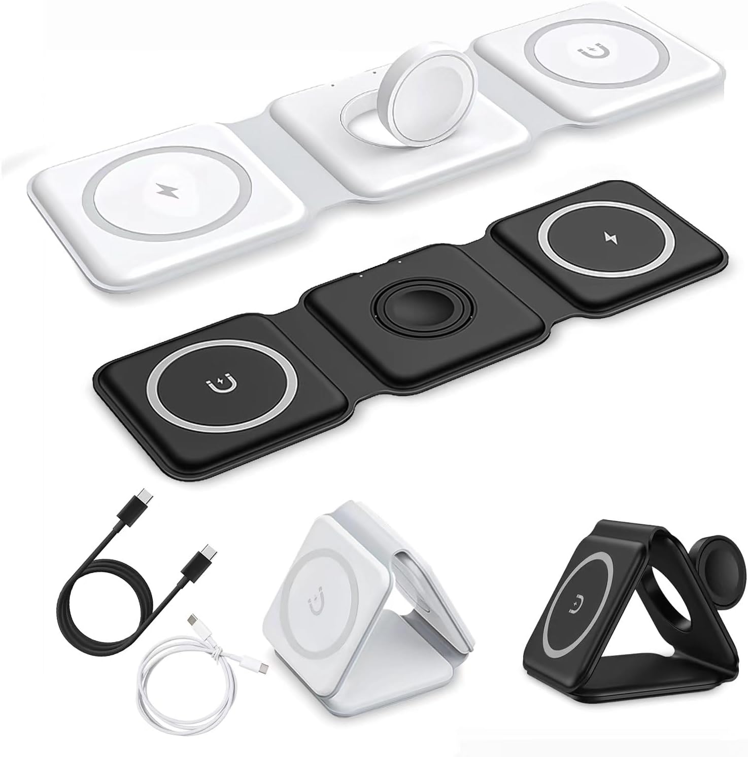 Amazon.com: BX-Good 2 Pack Wireless charger Magnetic folding 3-in-1 ...