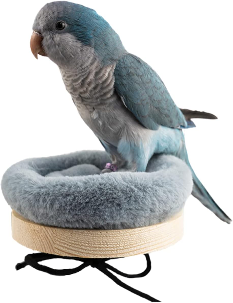 Bird Perch Stand Platform with Warm Cotton Cushion, Wood Parrot Perch ...