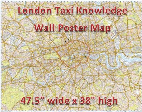 LONDON TAXI CAB KNOWLEDGE WALL MAP POSTER OF LONDON - Full Colour Flat ...