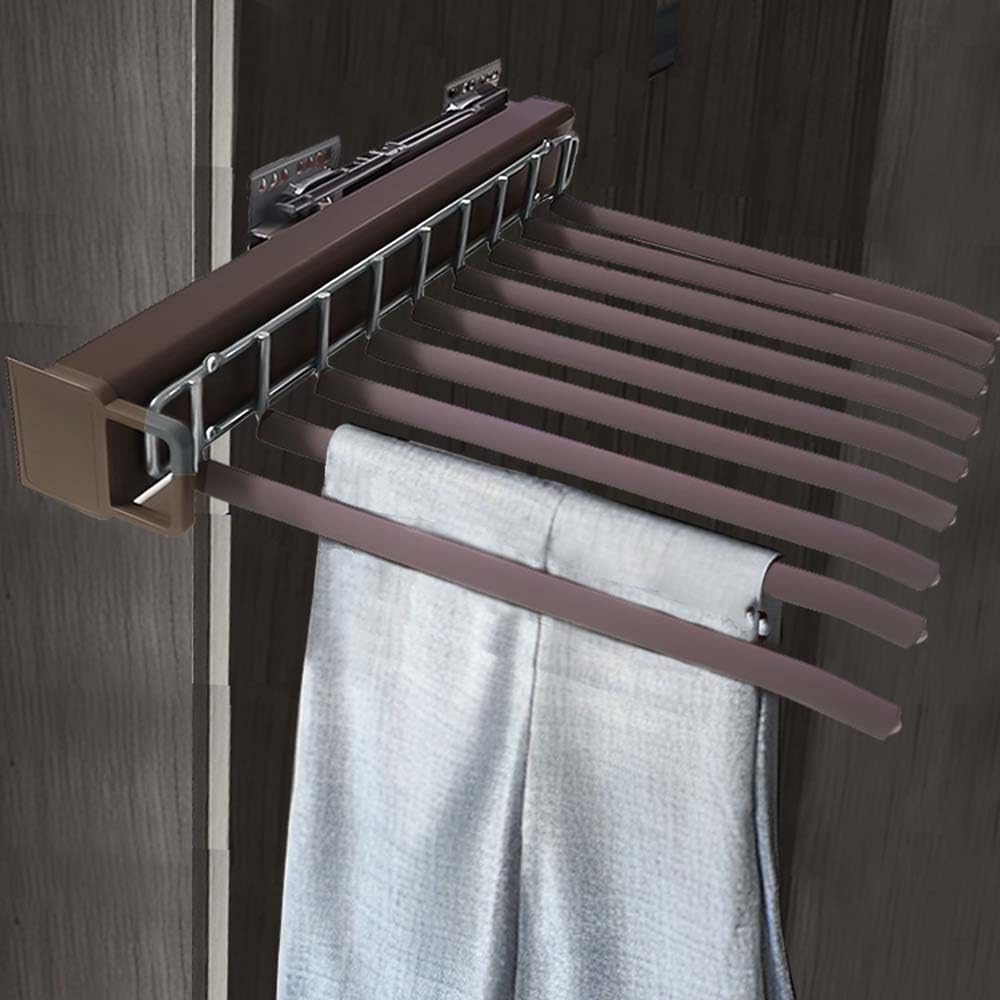 HYDERON Pull Out Pants Rack -Steel Hangers - Clothes Organiser Storage ...