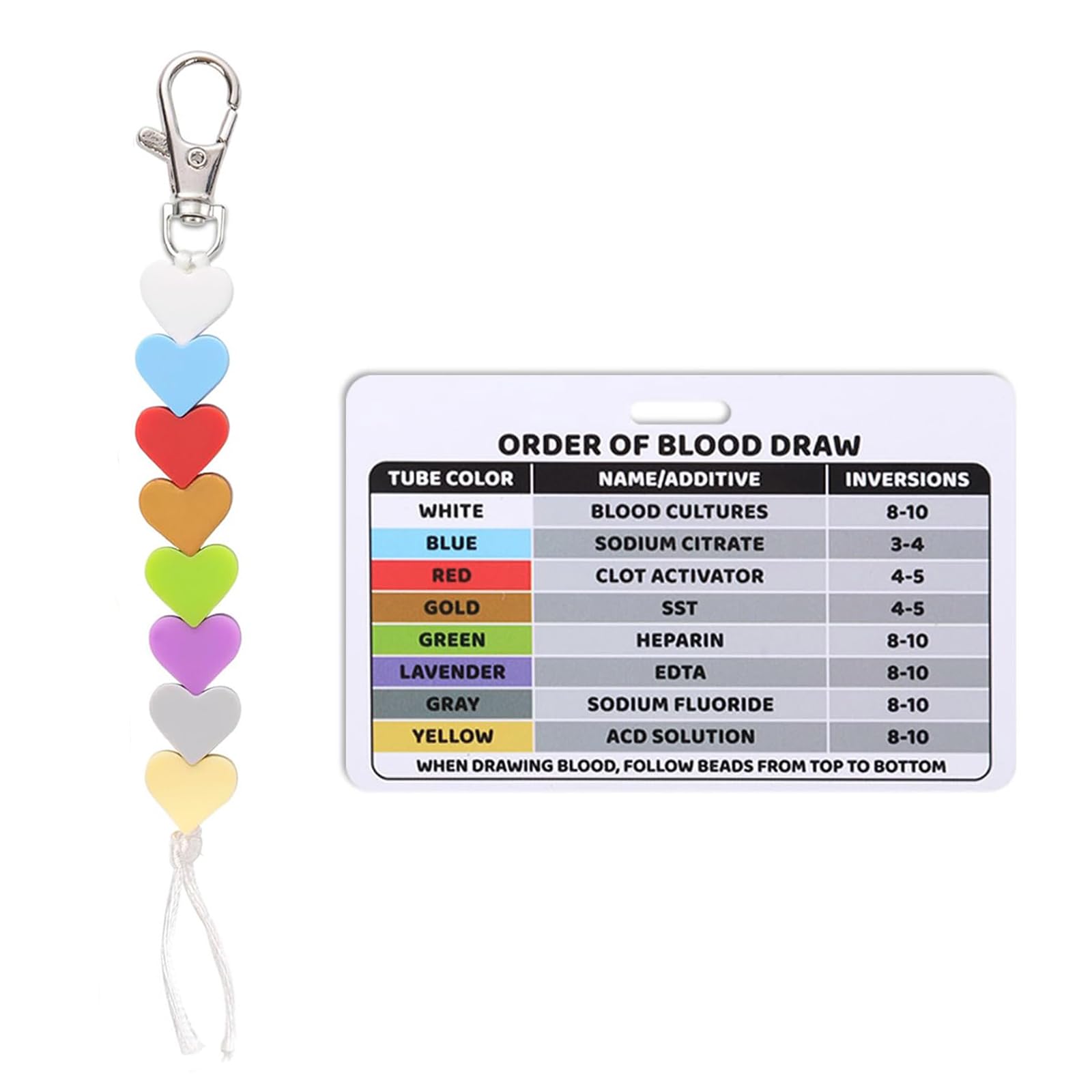 Amazon.com : Order of Blood Draw Beads with Reference Card，Phlebotomy ...