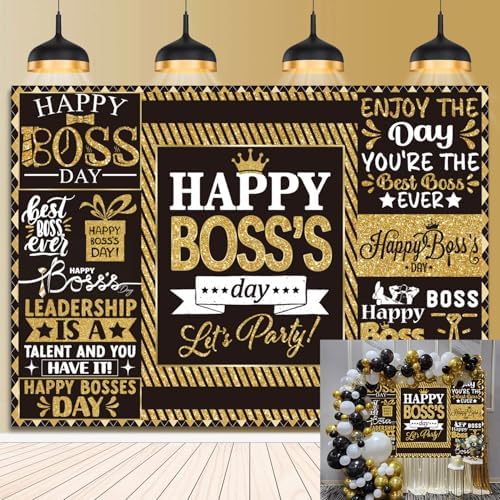 Amazon.com: Happy Boss’s Day Banner Backdrop Decorations, Best Boss ...