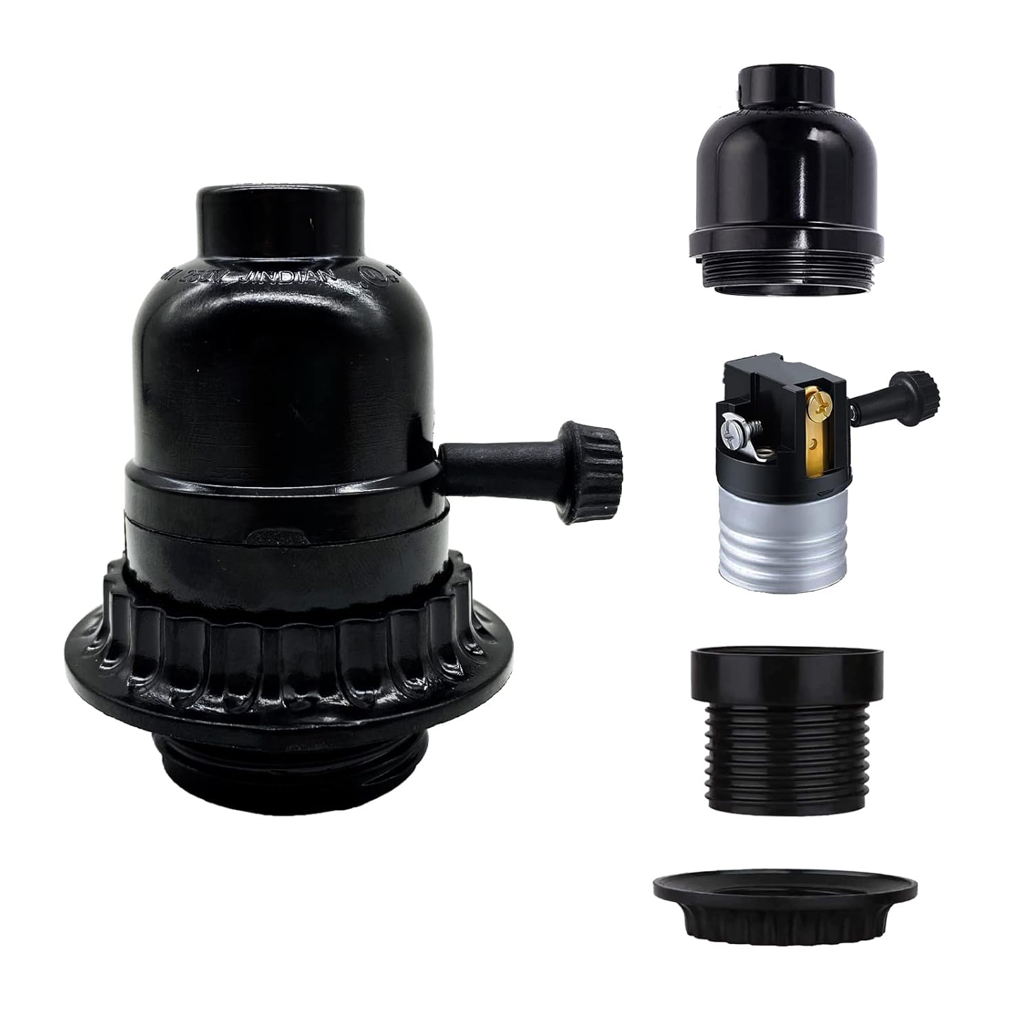 RXEAZIL UL Listed E26 Turn-Knob Lamp Socket Replacement, 3-Way Phenolic ...