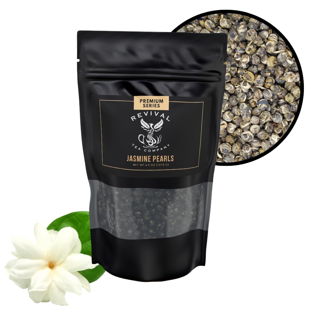 Amazon.com : Revival Tea Company Jasmine Tea Pearls - Hand-Rolled Green ...