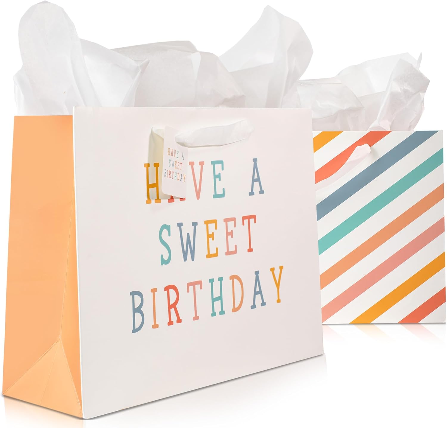 Amazon.com: Beautiful Birthday Gift Bags Set of 2 - Large 14.5" Bags ...