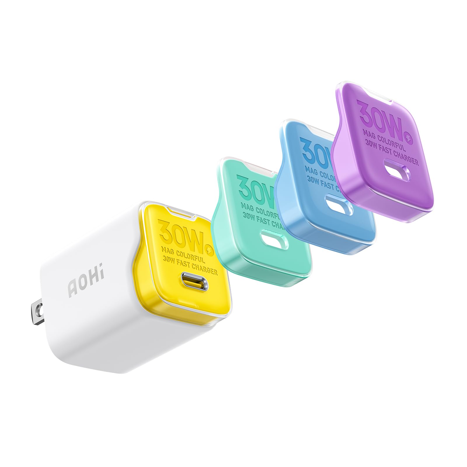 Amazon.com: 30W USB-C Power Adapter, AOHI 30W USB C GaN+ Charger with 4 ...