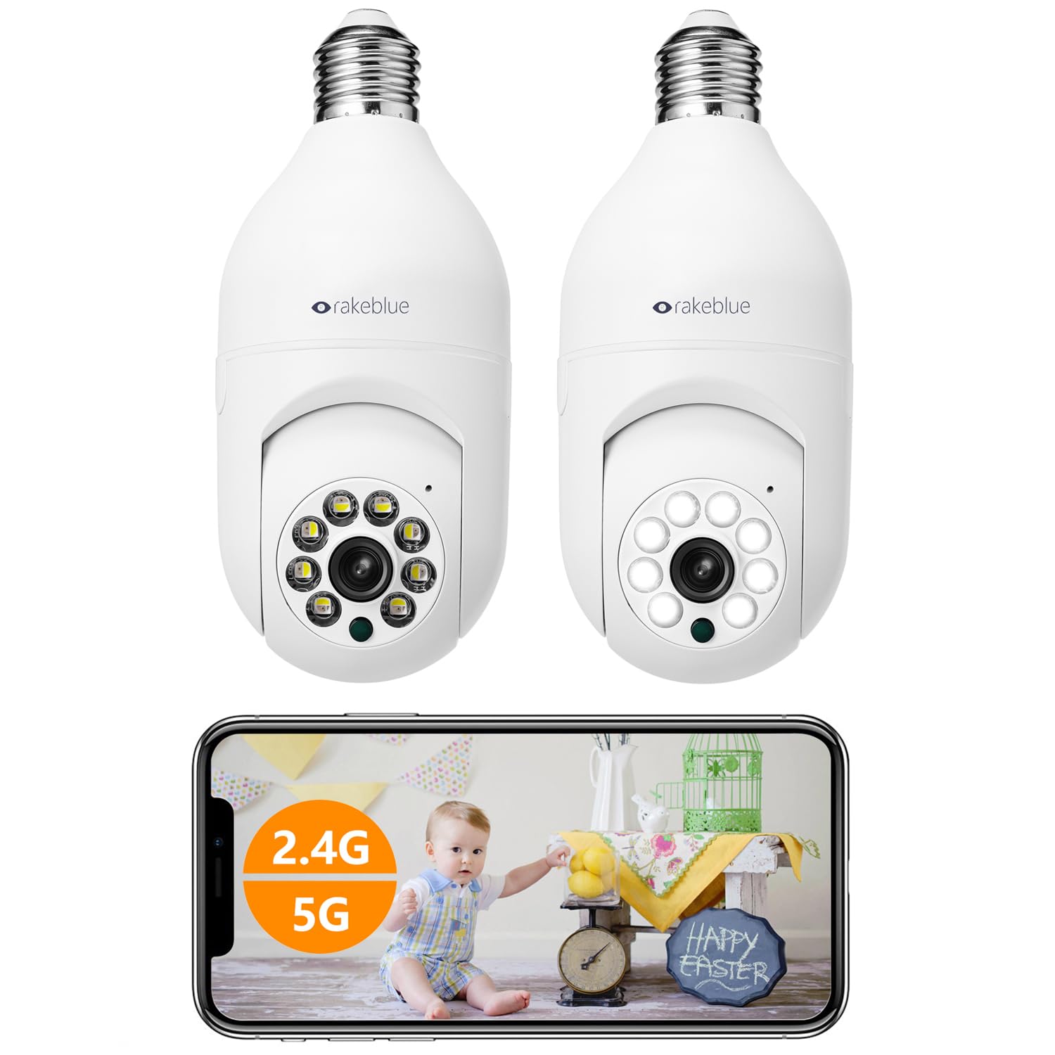 Amazon.com : RAKEBLUE Bulb Security Camera Wireless 2 Pack,Free Cloud ...