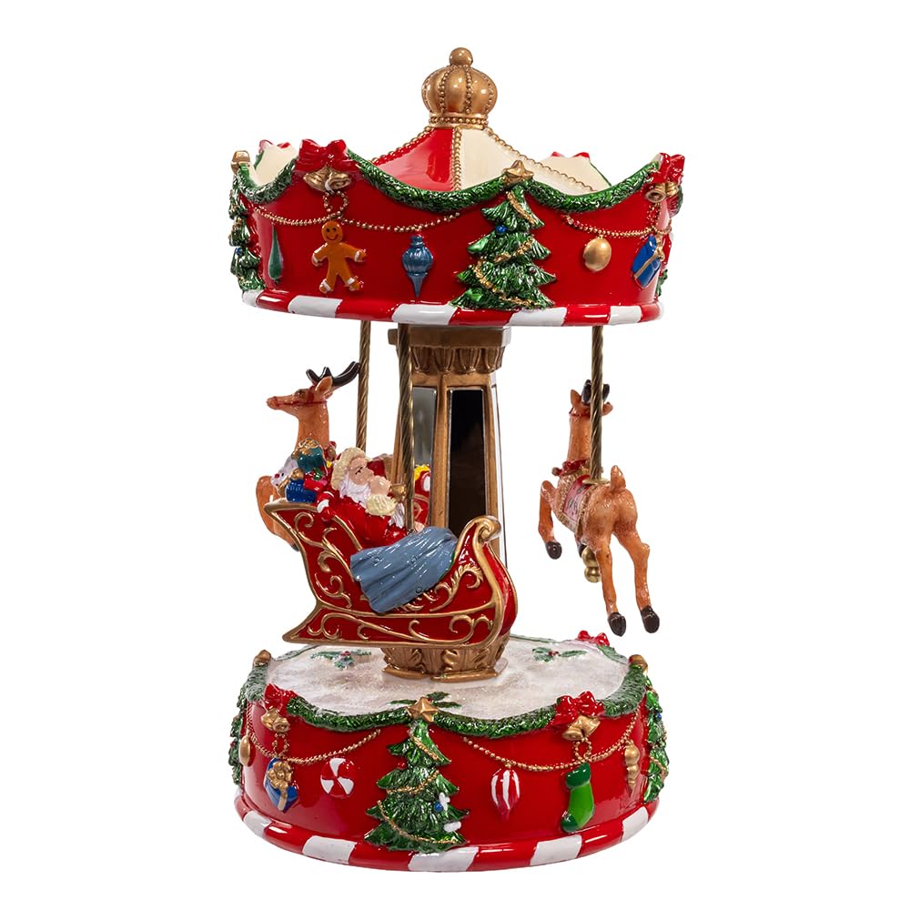 Amazon.com: Kurt Adler 8.7-inch Musical Wind-Up Carousel Tablepiece ...