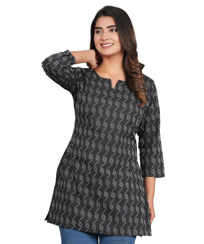 Buy DHANOTA Women's Cotton Floral Printed Kurti Straight Short Kurti ...