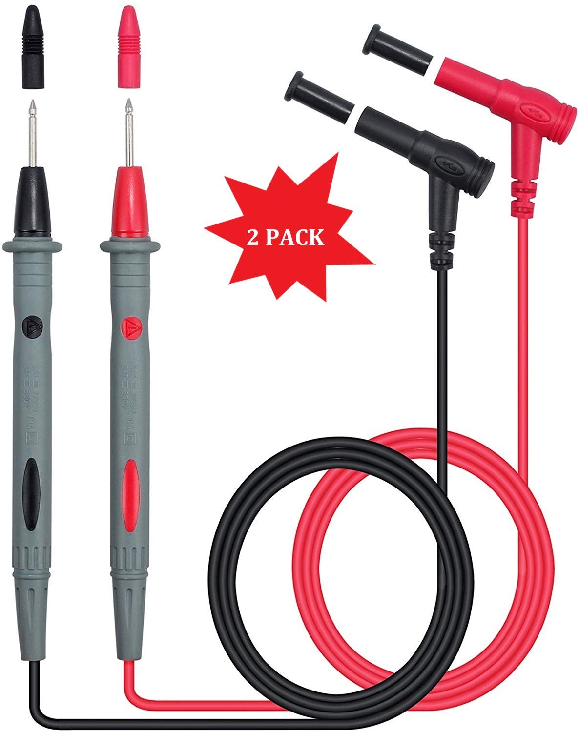 Multimeter Test Leads 2PCS 1000V/20A Multimeter Probes 1M Banana Plug ...