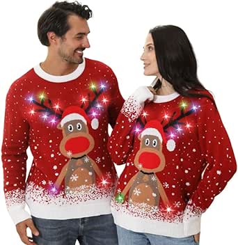 ZZCP Ugly Sweater Christmas,Suéter Navideño Mujer con Luz,Sueter ...