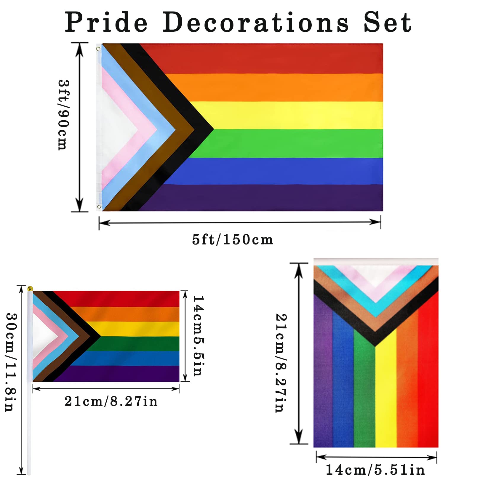 Pride Decorations Set-5ft x 3ft Pride Flag,10 Pcs Handheld Small Mini ...