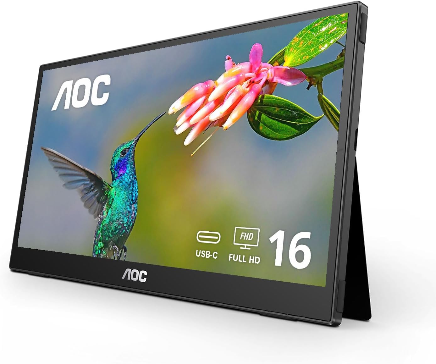 AOC 16T3EA 16'' Class USB-C Ultra-Slim Portable Monitor with IPS Panel, Full HD 1920x1080 ...