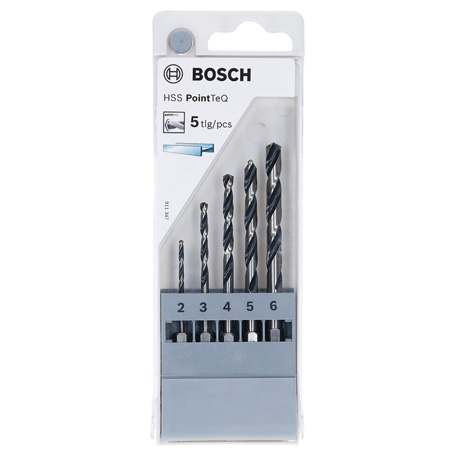 Bosch Professional 5 Piece PointTeQ Hex Drill Bit Set (for Metal, Ø: 2 ...
