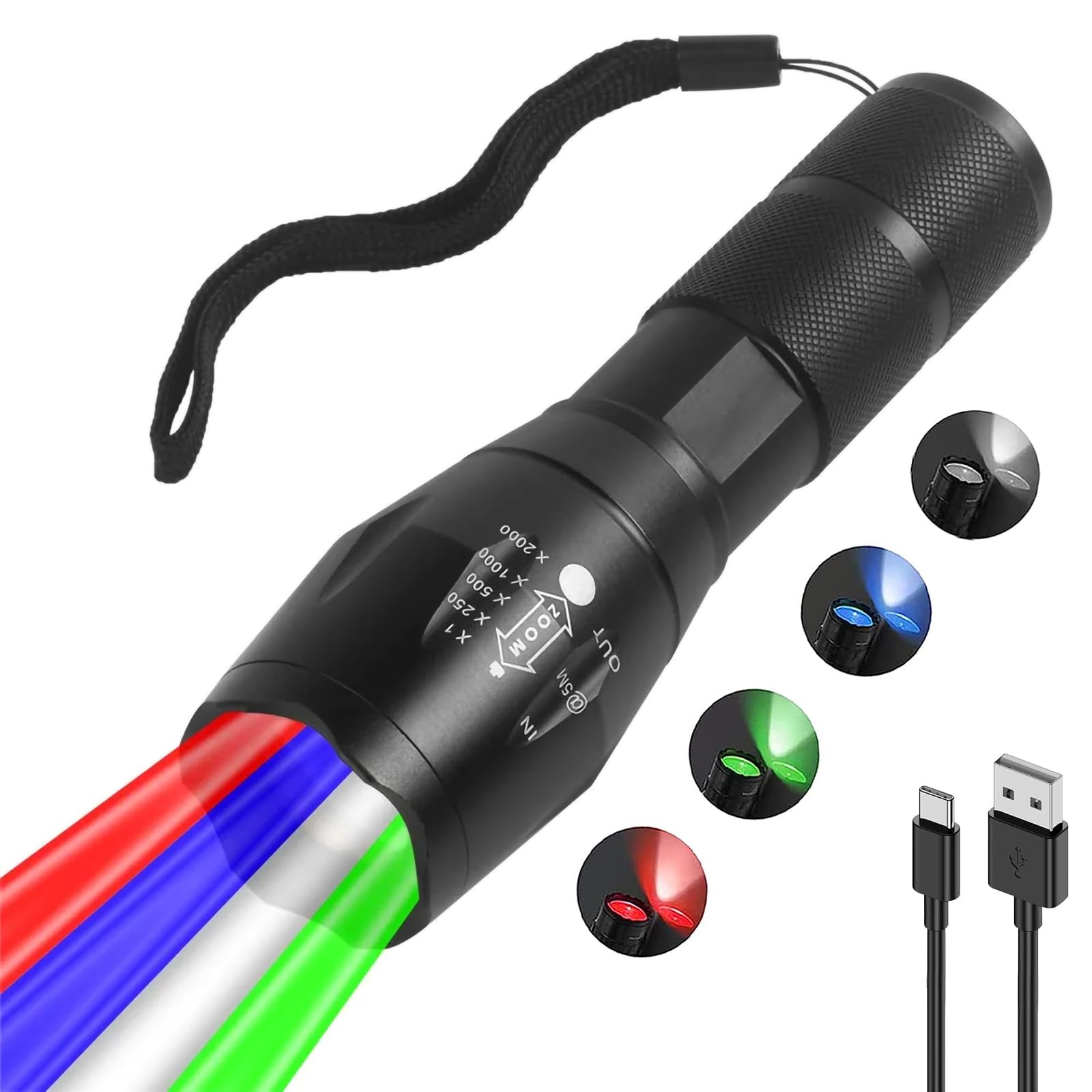 Snapklik.com : WINDFIRE Multicolor Flashlights Rechargeable, 4 Color In ...