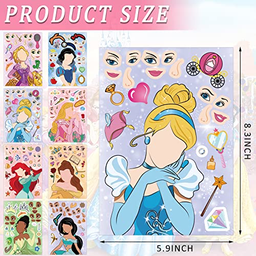 Snapklik.com : 40 Sheets Make Your Own Princess Face Stickers, Princess ...