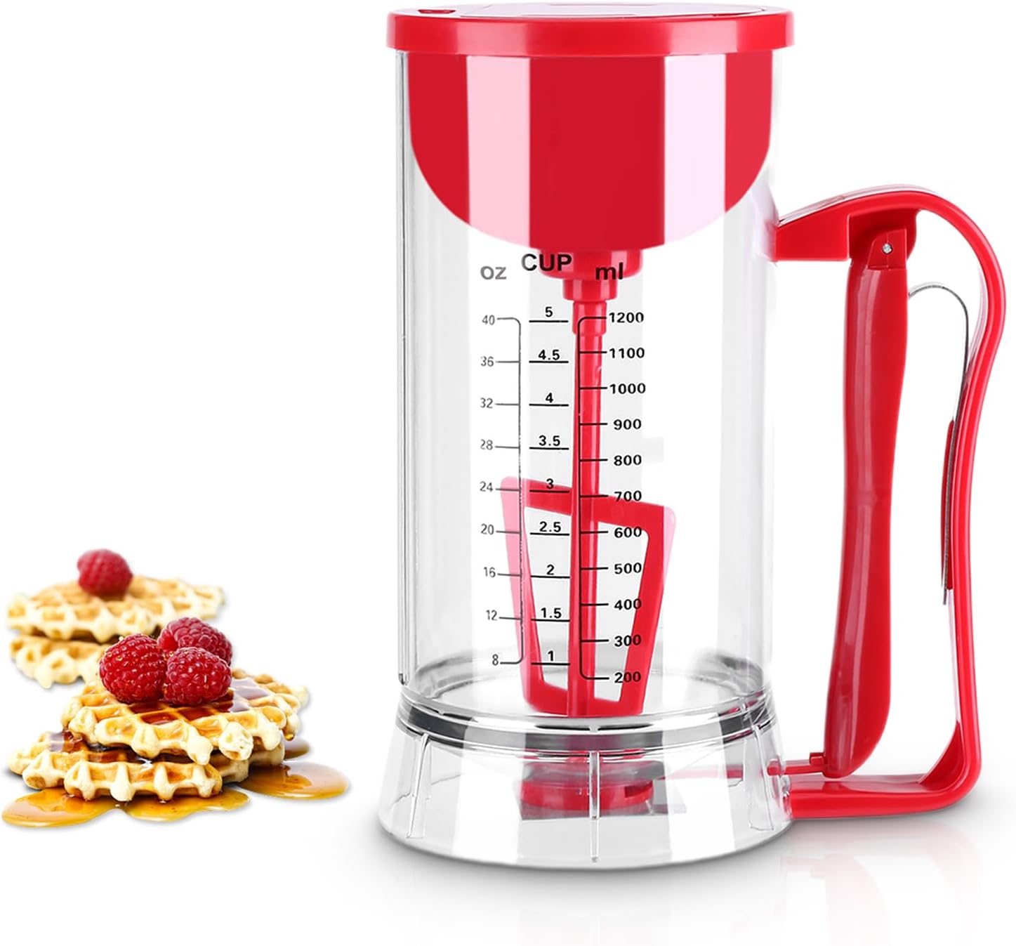 Batter Dispenser, 1200mL Electric Mixer with Graduated Line, Cordless ...