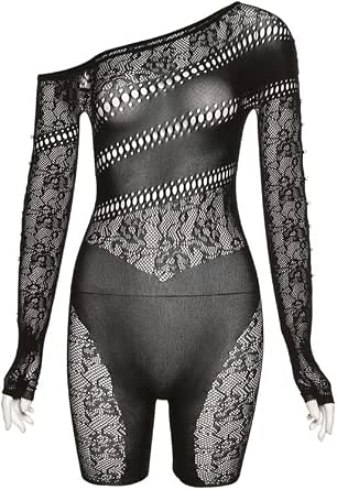 Amazon.com: DOUCIU Women's Long Sleeve Bodycon Romper Cut Out Short ...