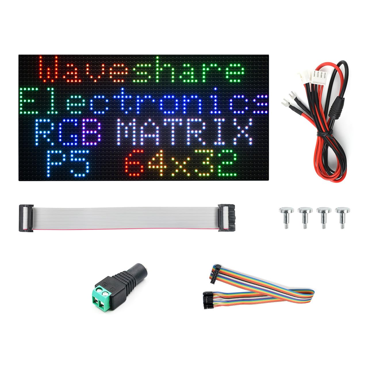 Waveshare RGB Full-Color LED Matrix Panel, 5mm Pitch, 64×32 Pixels, Adjustable Brightness ...