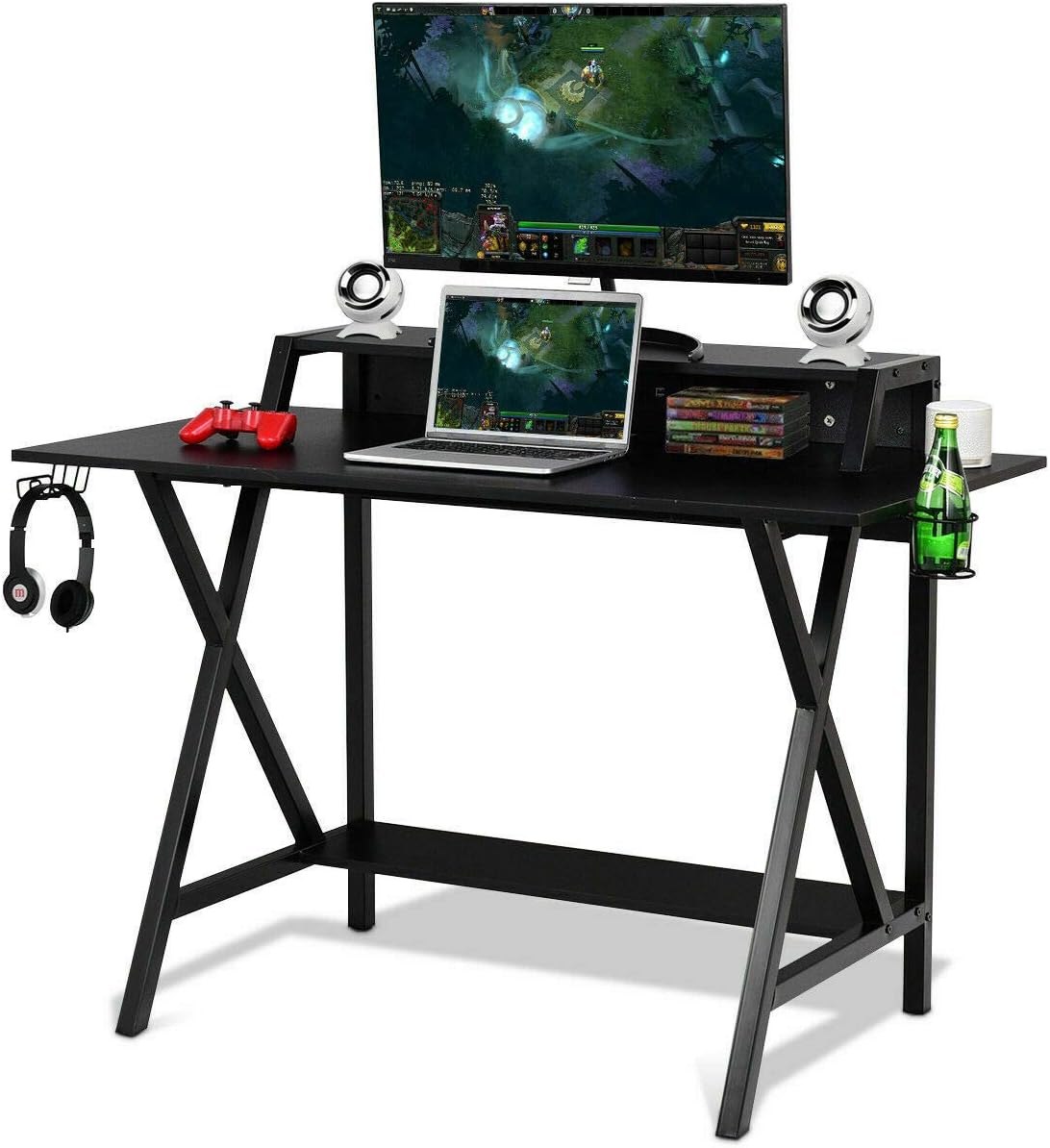 Amazon.com: TREETALK Gaming Desk with Power Outlets & Music Strip ...