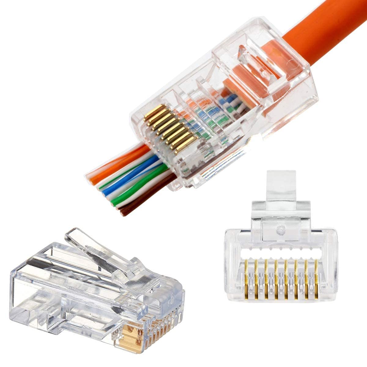 RIVER FOX® RJ45 Cat6 Pass-Through Connector RJ45 Ends, Cat5, Cat5e ...