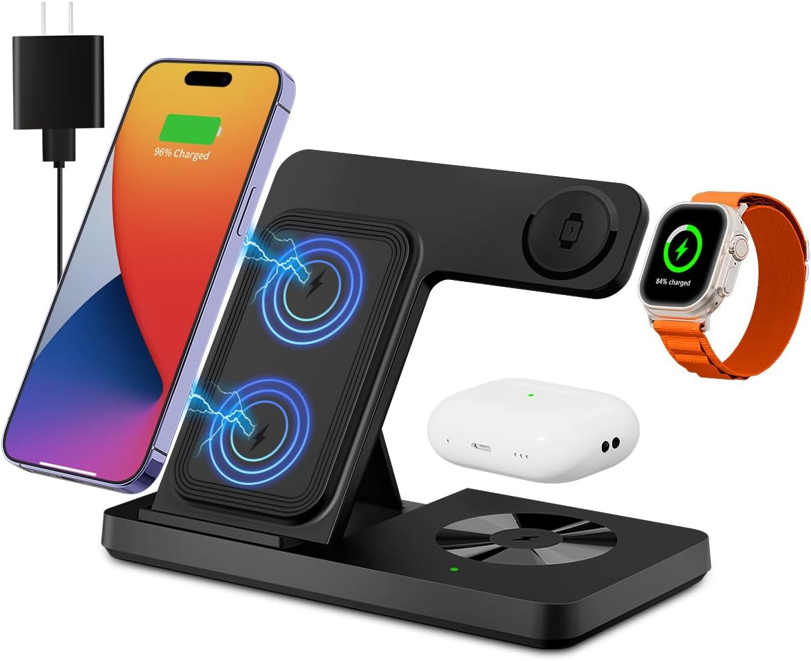 Amazon.com: Barggn 3 in 1 Wireless Charger,Charging Station for Apple ...