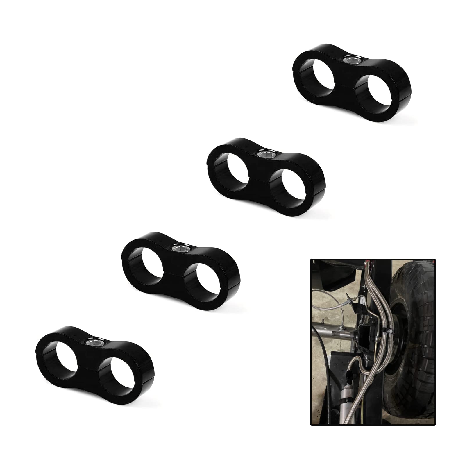 Amazon.com: Fogfar 4 PCS 4AN Hose Separator Clamp, Fuel Line Mounting ...