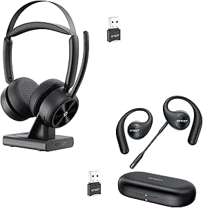 Amazon.com: EMEET Wireless Headset, HS80 (Gen2) Bluetooth Headset with ...