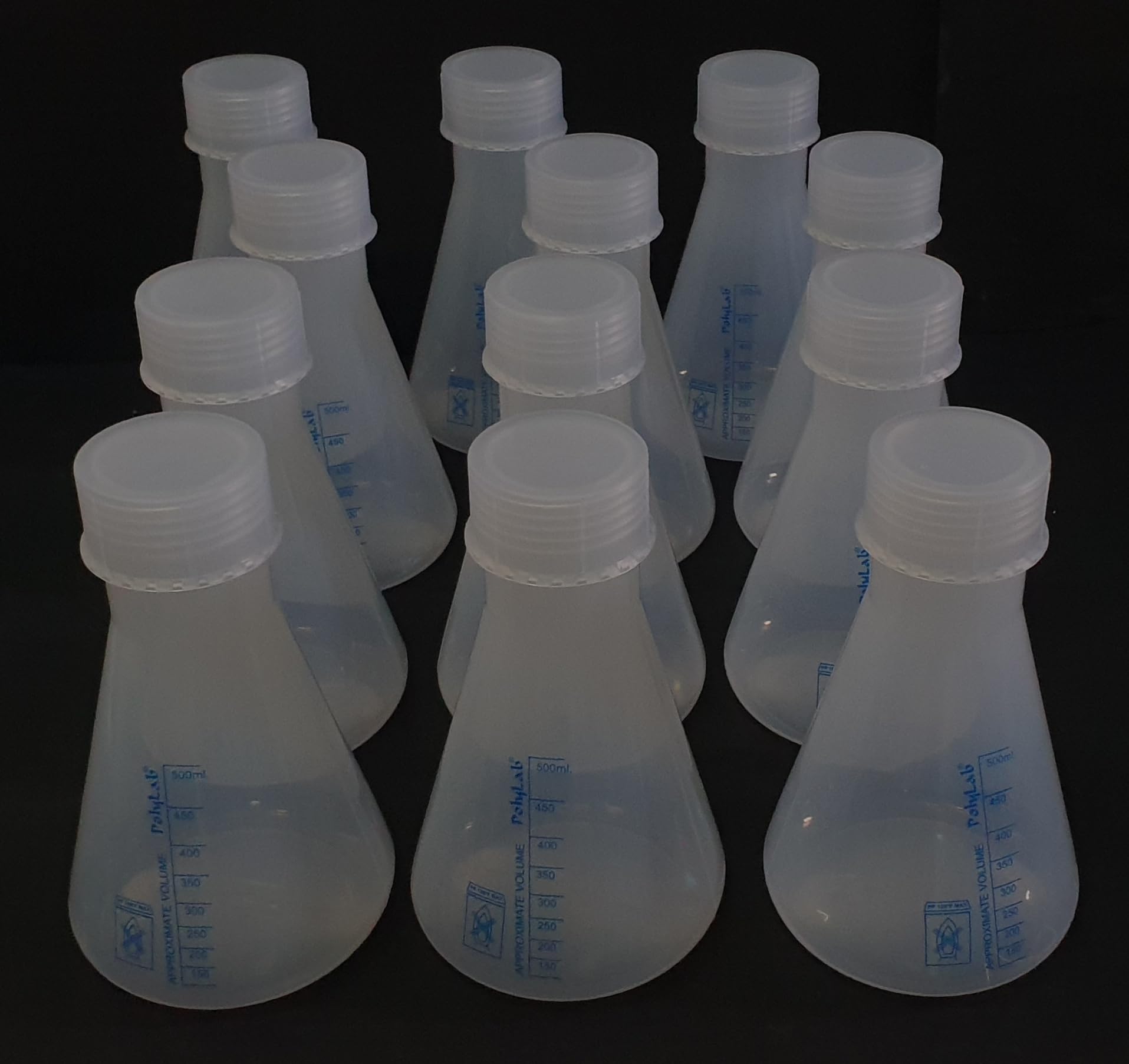 AI-Conical Flask 500ml, Pack of 12 Polypropylene/Cone Shaped Flask ...