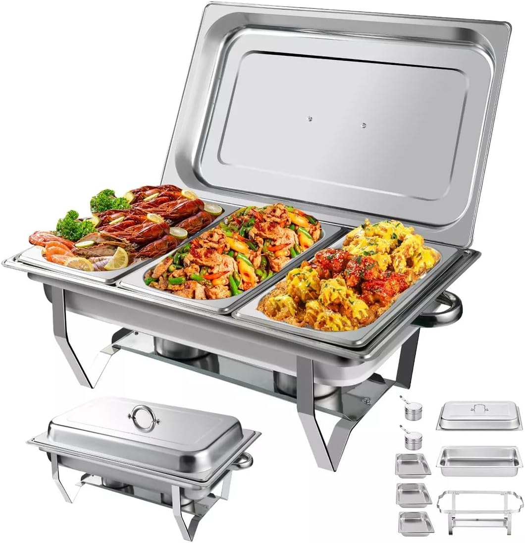 Bufetera Plegable De Acero Inoxidable con 3 Bandejas, 11L Chafer Buffet ...
