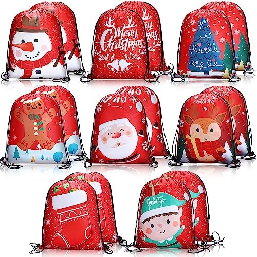 Amazon.com: Tatuo 16 Pcs Christmas Drawstring Gift Bags Drawstring ...