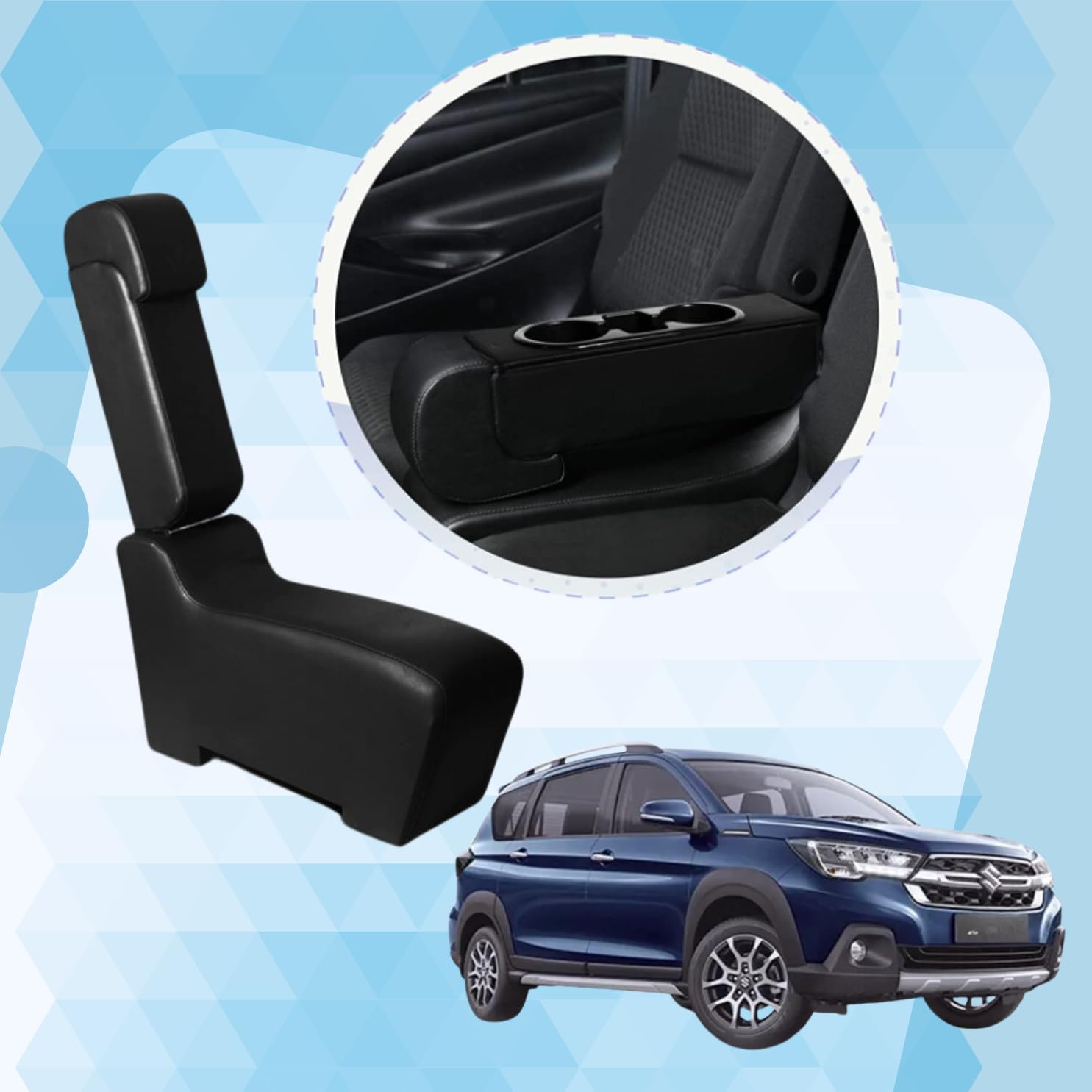 Pabla Enterprises Car Center Seat & Premium Armrest with 2 Bottle/Glass ...