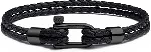 Amazon.com: Elegatto Helix Premium Braided Leather Bracelet for Men ...