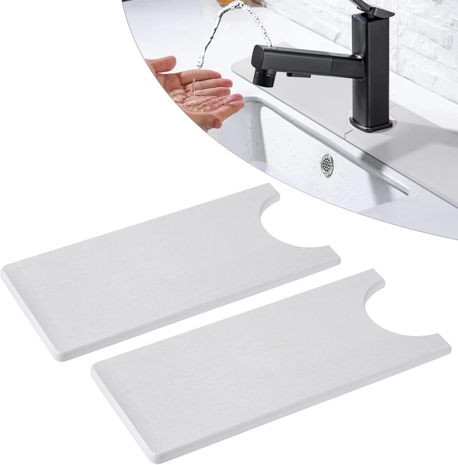 Amazon.com: ZNCZHZN Faucet Mat For Kitchen Sink, 2-Pack Diatomite ...