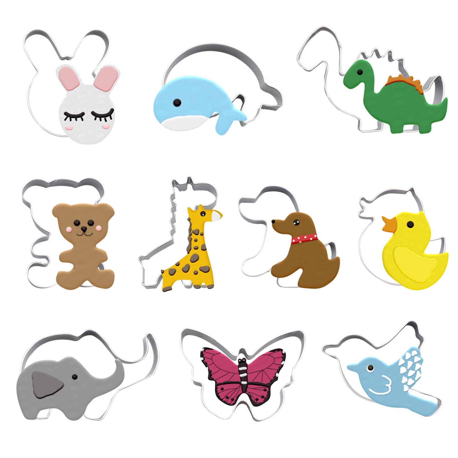 Animals Cookie Cutters Shapes for Baking, Stainless Steel 10pcs Biscuit ...