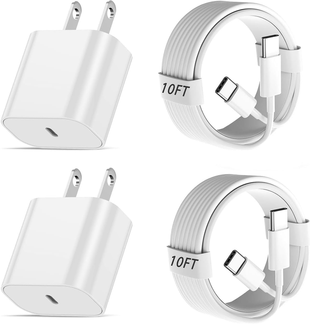 Amazon.com: Fast iPhone 15 Charger Block, 2 Pack 40W Dual USB C Wall ...