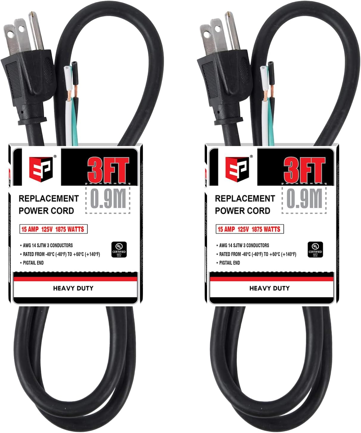 Amazon.com: 18/3 AWG 3 Prong AC Replacement Power Cord, Open End 10A ...