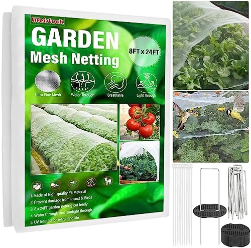 Amazon.com : Garden Netting 8 x 24Ft Plant Covers Ultra Fine Plant ...