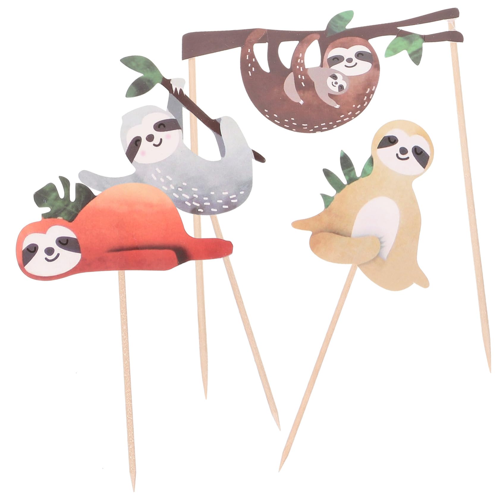 WOONEKY 4Pcs Sloth Cake Topper Set Cute Sloth Cake Inserts for Birthday ...