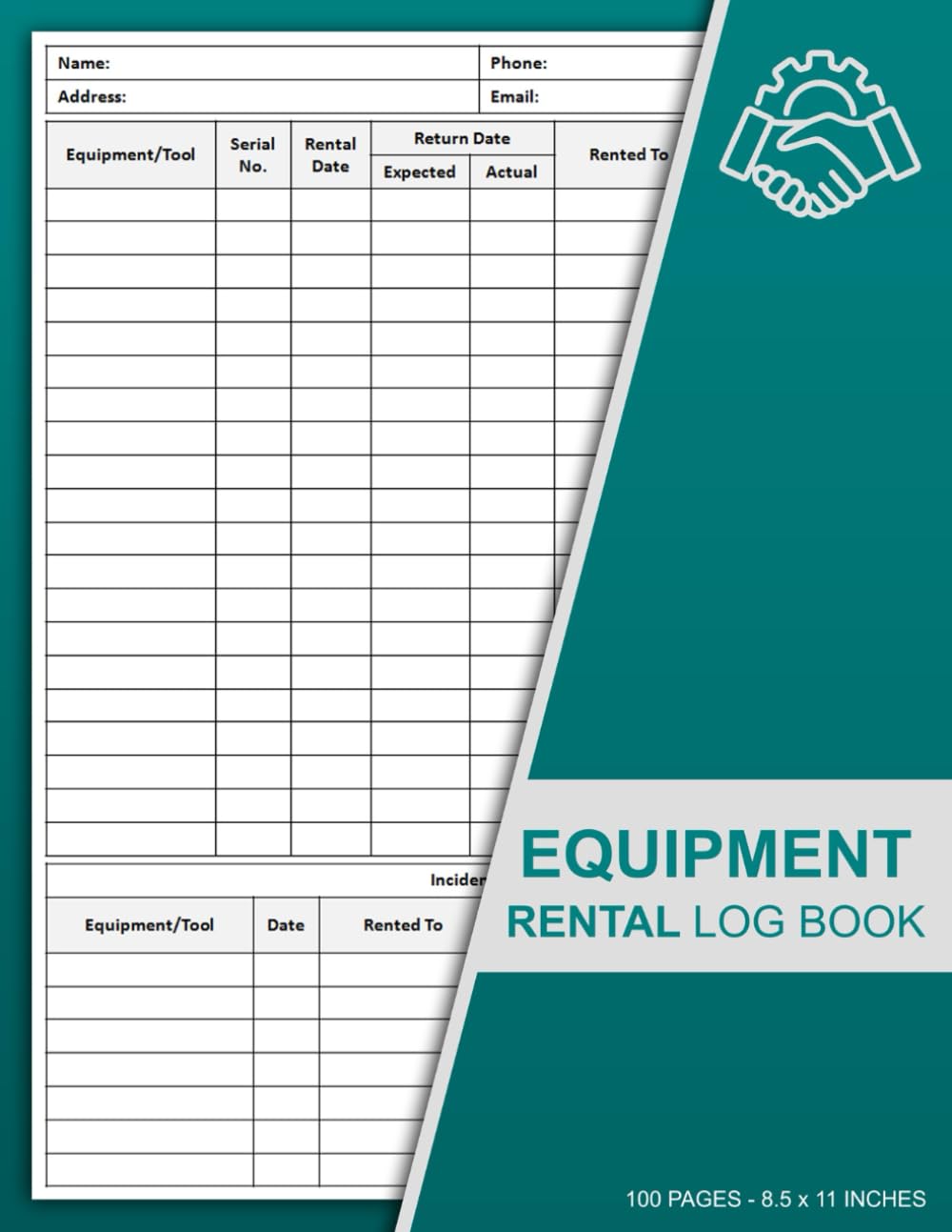 Equipment Rental Log Book: Tool Rental Businesses Logbook | Loaned-Out ...