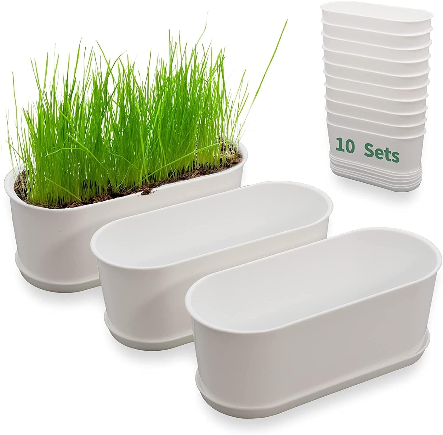 Amazon.com : Plant Window Box with Saucers 10 Sets Plastic Planters ...