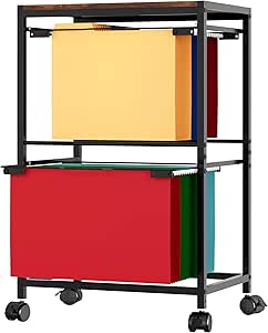 Amazon.com : EasyPAG 2 Tier Rolling File Cart on Wheels Pull-Out Letter ...