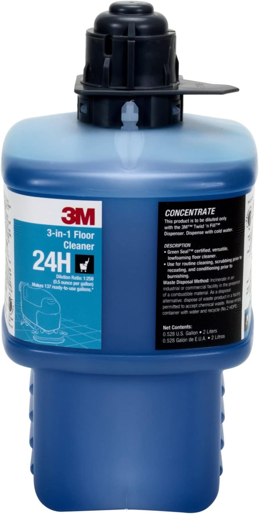 Amazon.com: 3M™ 24H 3 In-1 Floor Cleaner Concentrate, 67.6 Oz Bottle ...