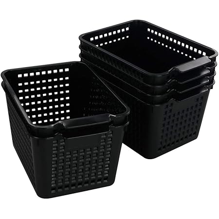 Bblina 6-pack Black Plastic Baskets, Small Storage Basket : Amazon.co ...