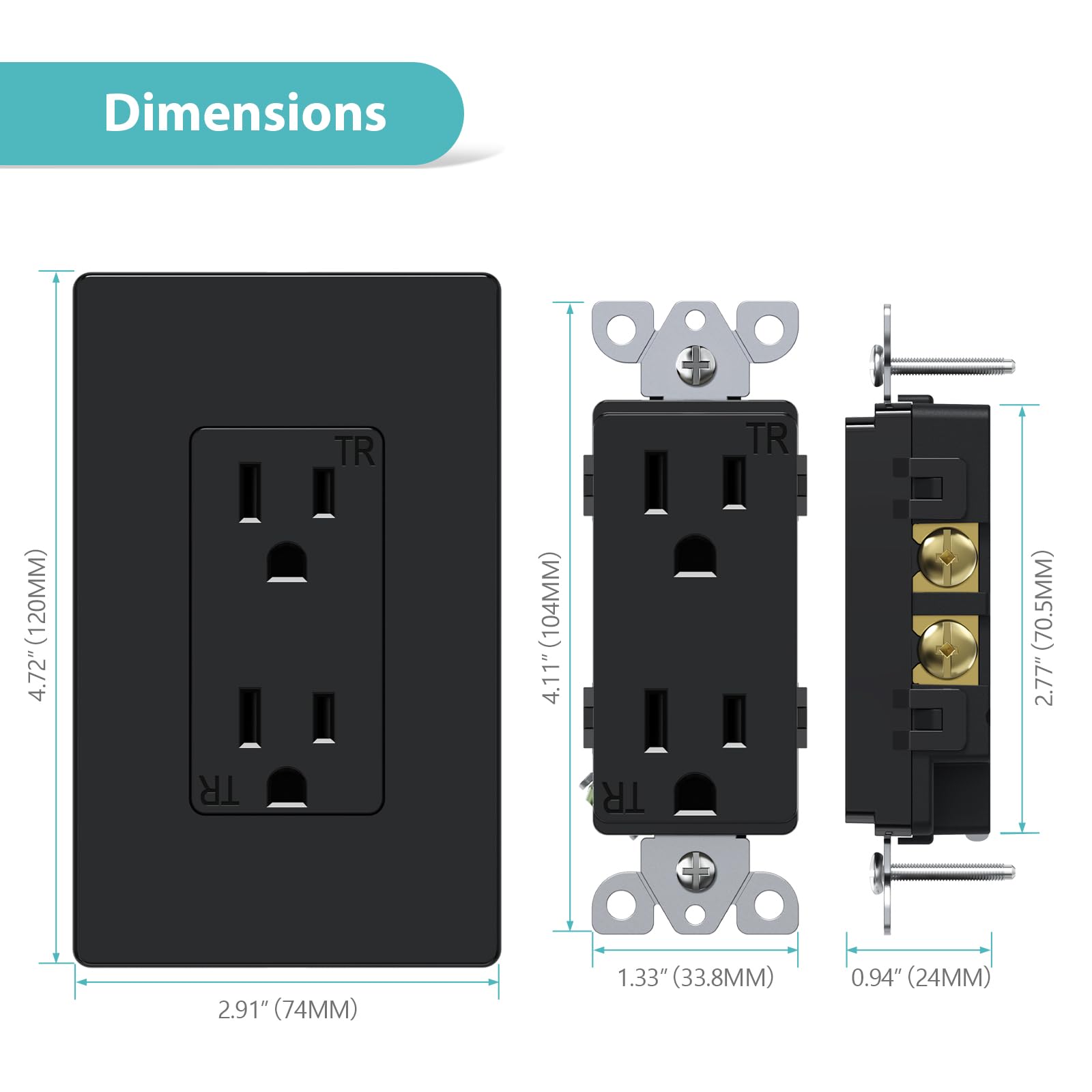 Snapklik.com : Decorator Receptacle Outlet, Screwless Wall Plate ...