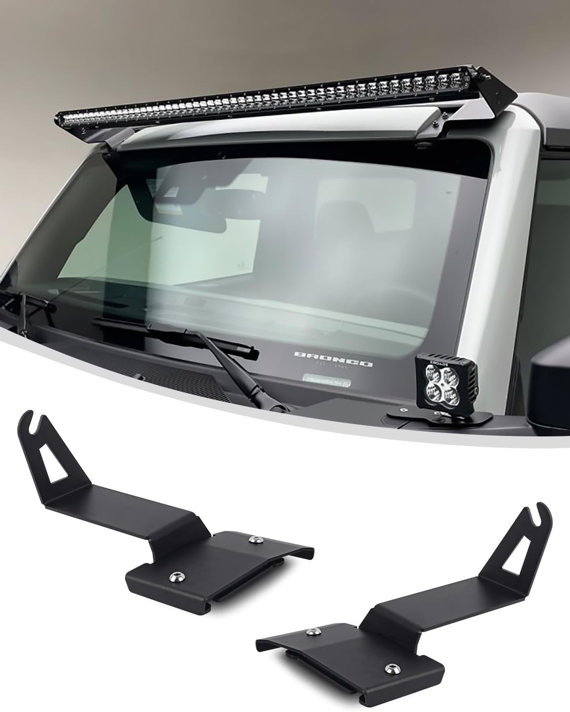 Amazon.com: Bronco 52'' LED Light Bar Mounting Bracket Upper Windshield ...